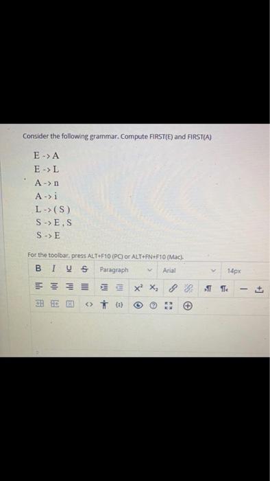 Solved Consider the following grammar. Compute FIRST(E) and | Chegg.com