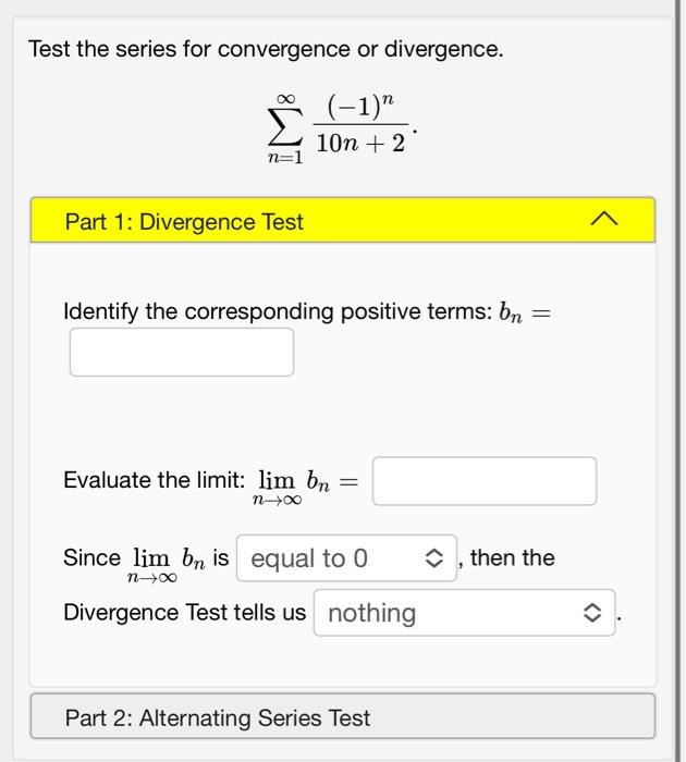 Solved Test the series for convergence or divergence. (-1)" | Chegg.com