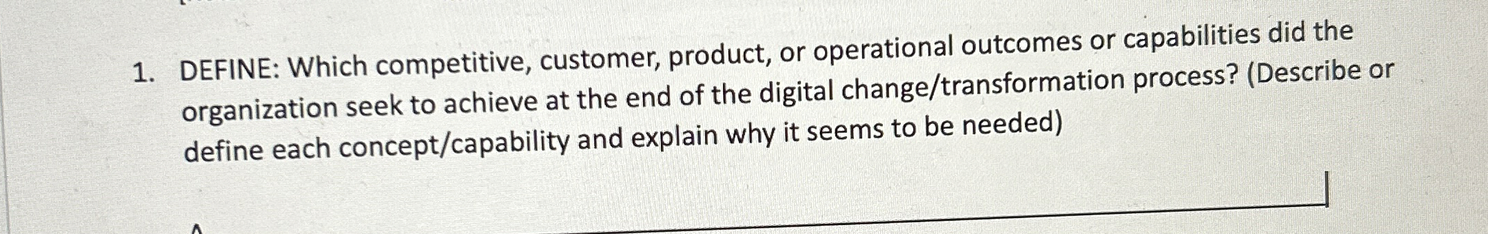 Solved DEFINE: Which competitive, customer, product, or | Chegg.com