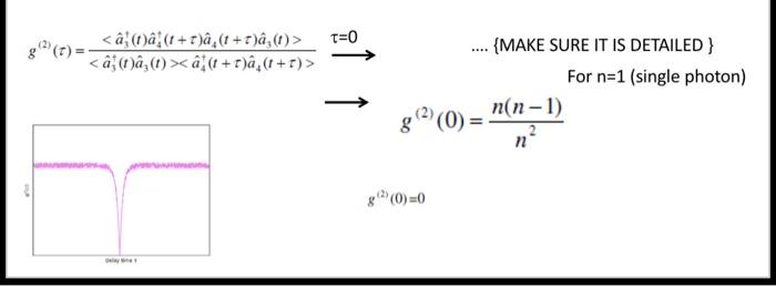 Solved Derive g2(0) quantum mechanically (from creation and | Chegg.com