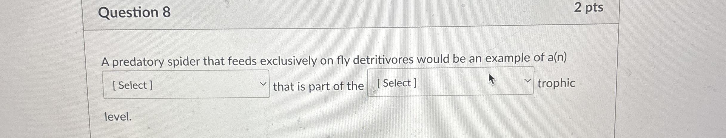 Solved Question 82 ﻿ptsA predatory spider that feeds | Chegg.com