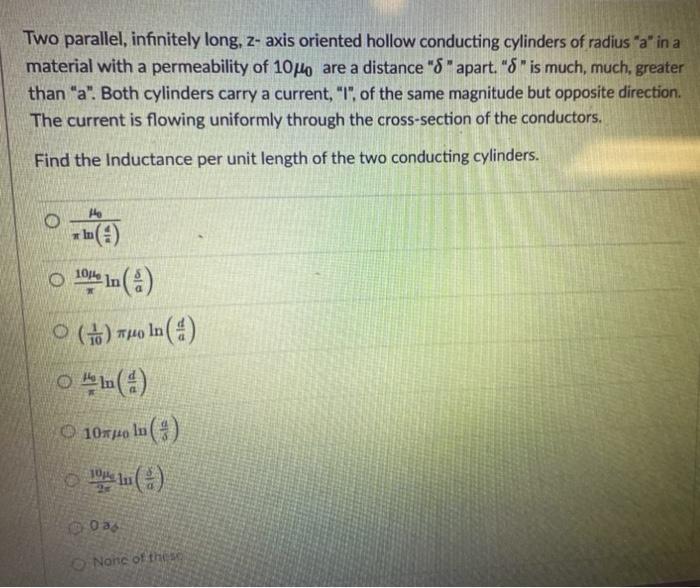 Two parallel, infinitely long, Z-axis oriented | Chegg.com