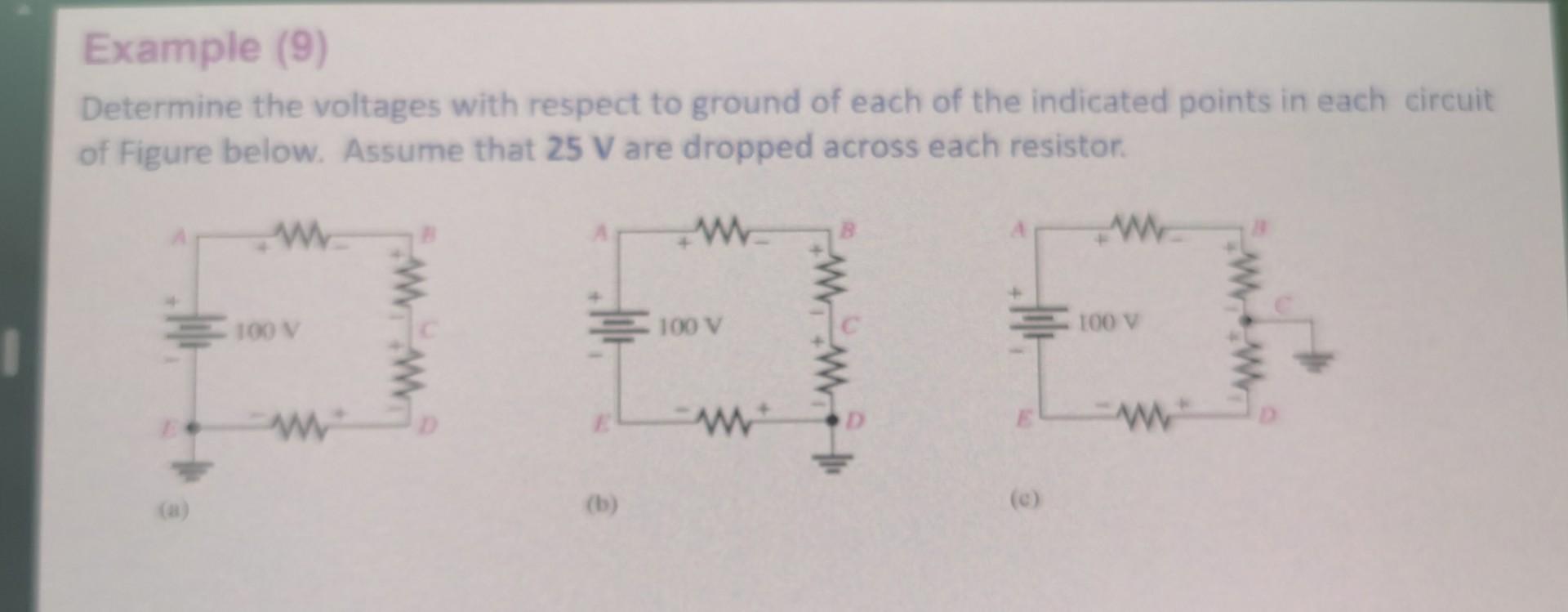 Solved Determine the voltages with respect to ground of each | Chegg.com