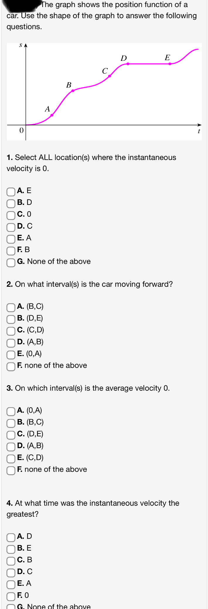 Solved The graph shows the position function of a car. Use | Chegg.com