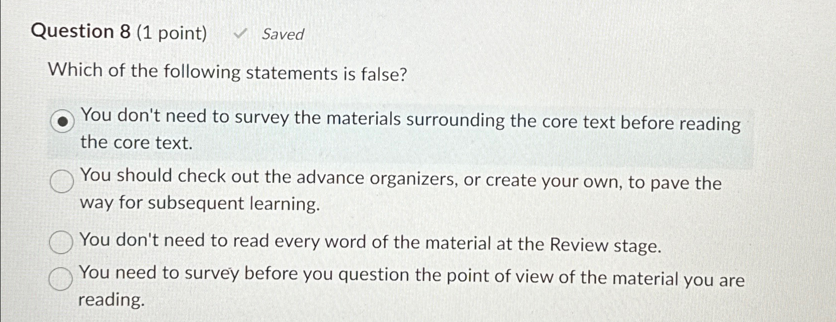 Solved Question 8 (1 ﻿point) ﻿SavedWhich of the following | Chegg.com