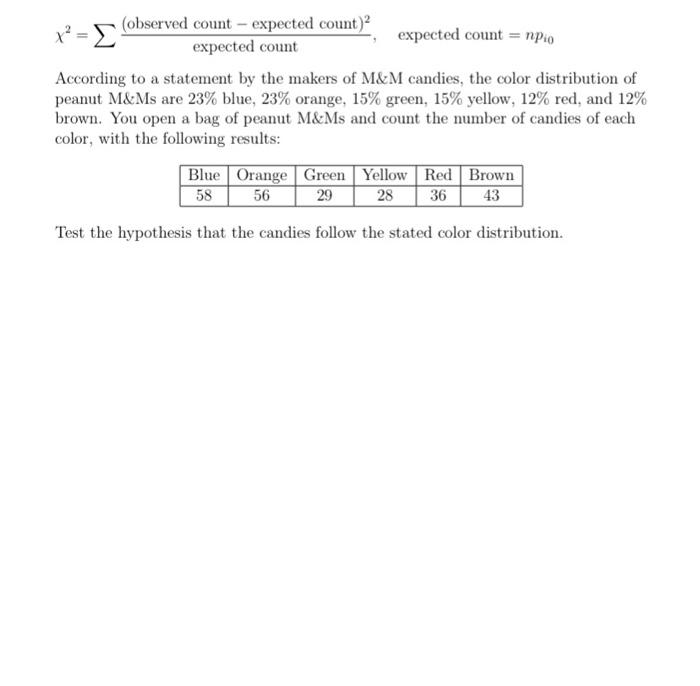 Solved x –Σ (observed count - expected count)? X? expected | Chegg.com