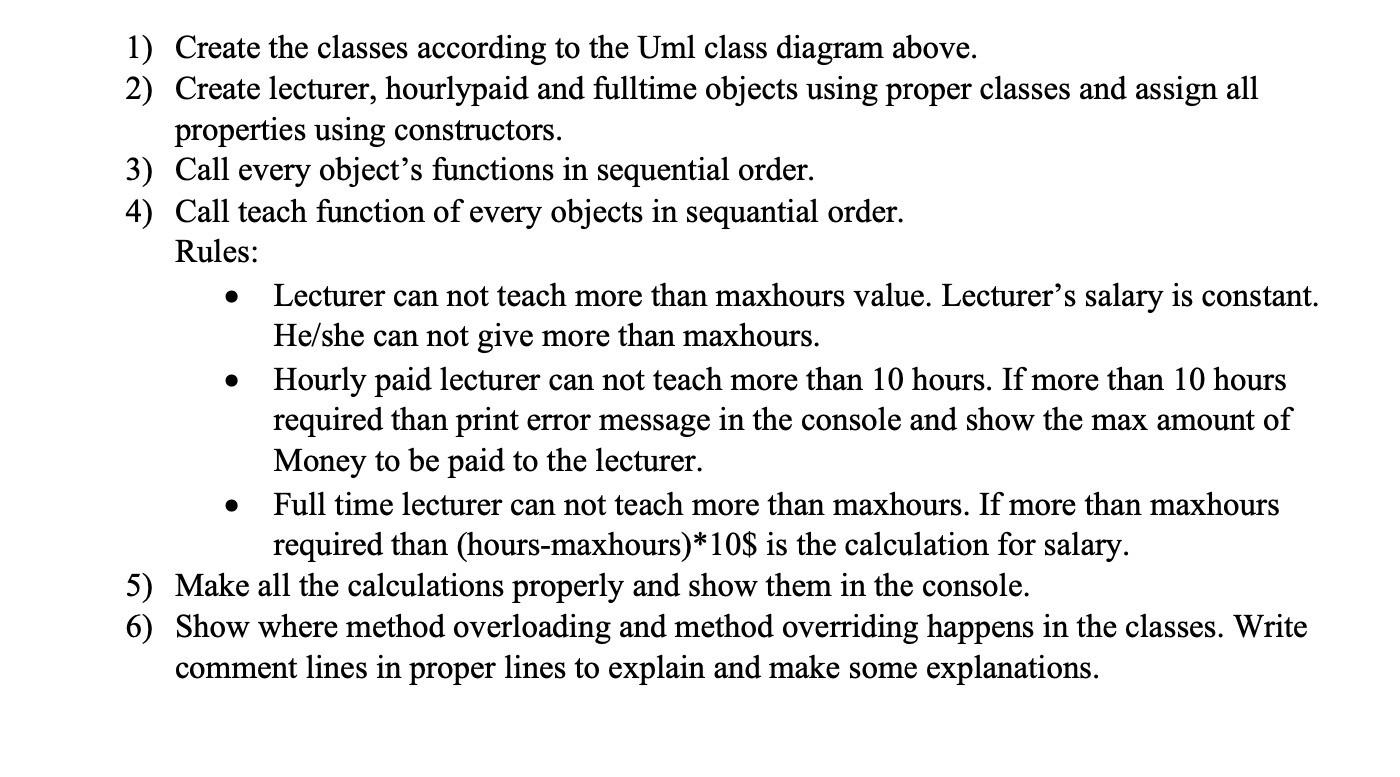 Solved 1 Create The Classes According To The Uml Class