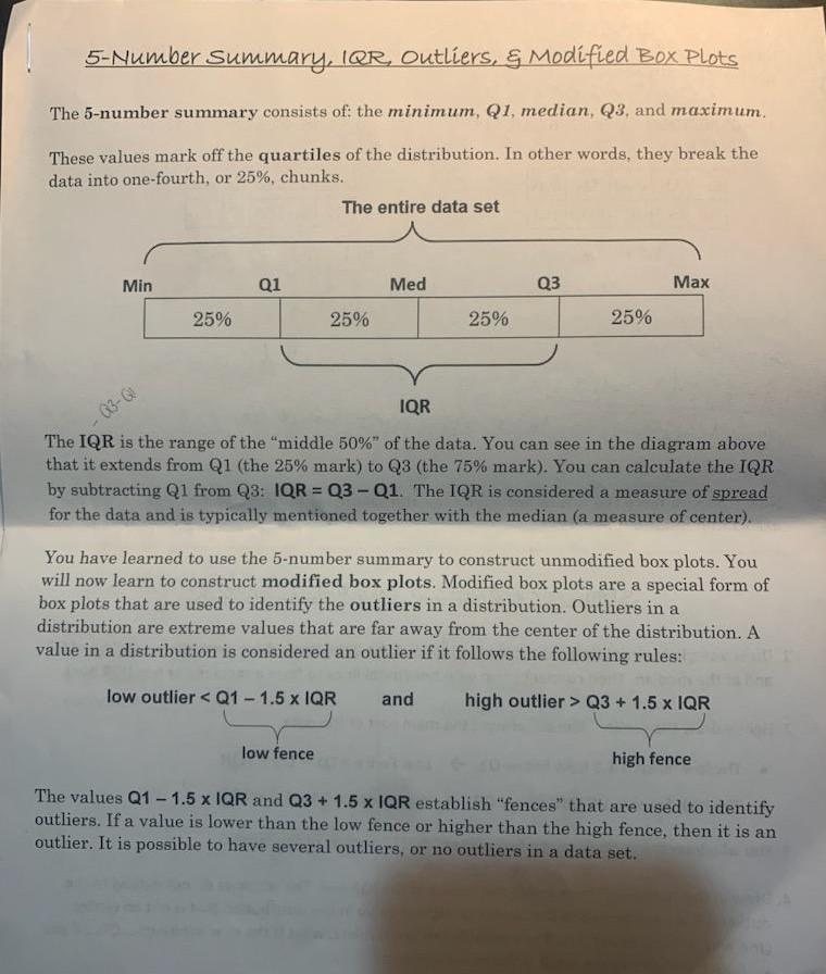 Solved gajistics Name: HW/Practice: Modified Box Plots Date: | Chegg.com