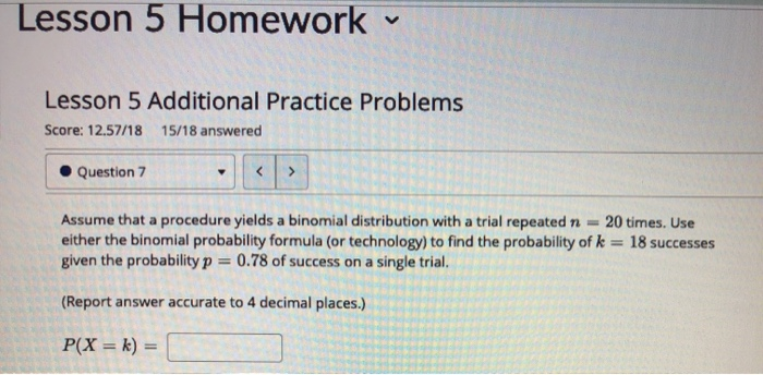 Solved Lesson 5 Homework v Lesson 5 Additional Practice | Chegg.com