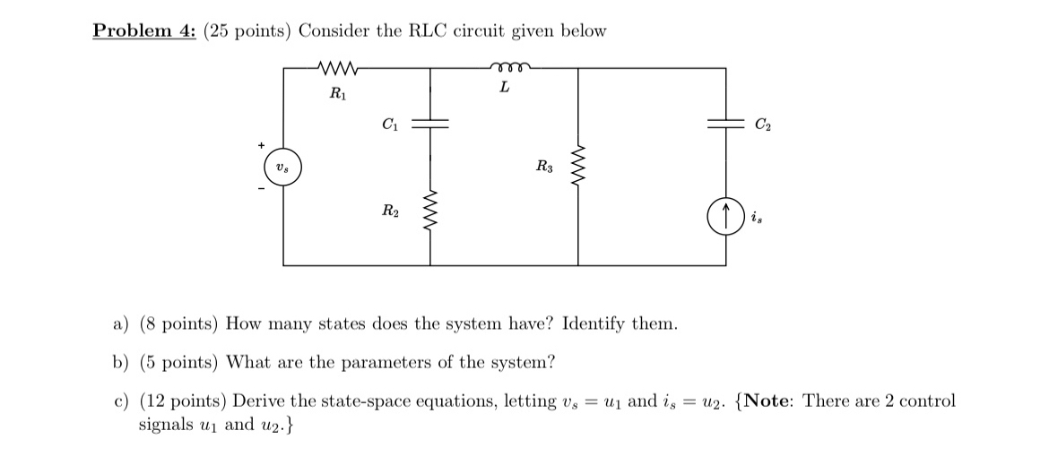 Solved Problem 4: ( 25 ﻿points) ﻿Consider the RLC circuit | Chegg.com