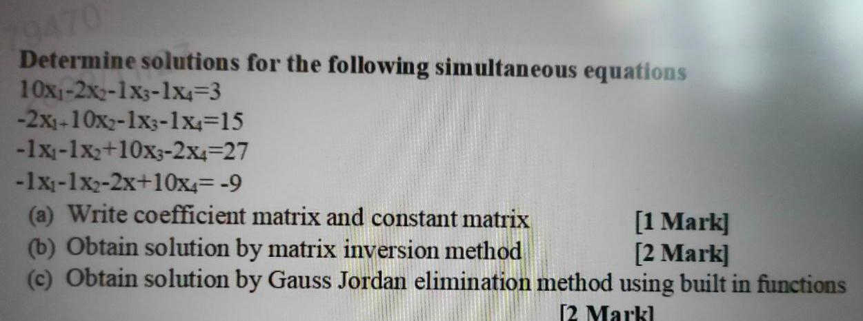 Solved Determine solutions for the following simultaneous | Chegg.com