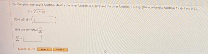 Solved For the glven composite function, identify the inner | Chegg.com