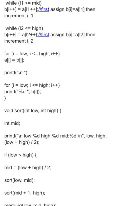 Solved 3. Given the Merge Sort program fill a table to trace | Chegg.com