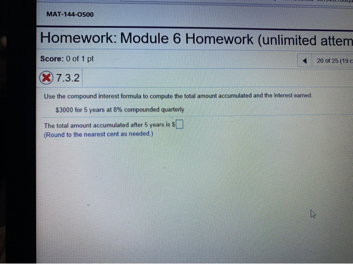 Solved JULIO MAT-144-0500 Homework: Module 6 Homework | Chegg.com