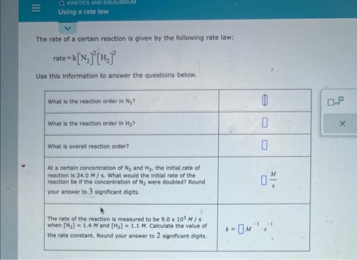 Solved The rate of a certain reaction is given by the | Chegg.com