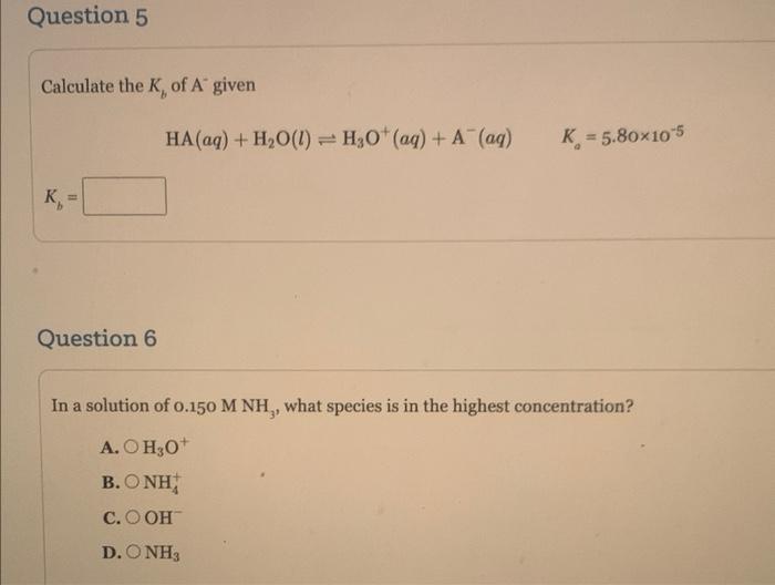 Solved Calculate the Kb of A' given | Chegg.com