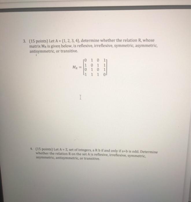 Solved 3. (15 points) Let A = {1, 2, 3, 4), determine | Chegg.com