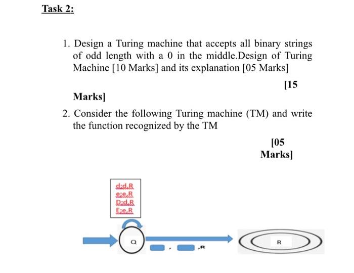 Solved Task 2: 1. Design a Turing machine that accepts all | Chegg.com