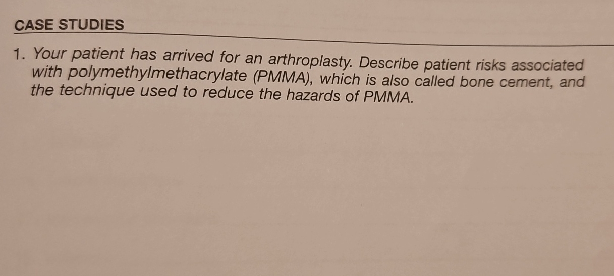Solved CASE STUDIESYour patient has arrived for an | Chegg.com