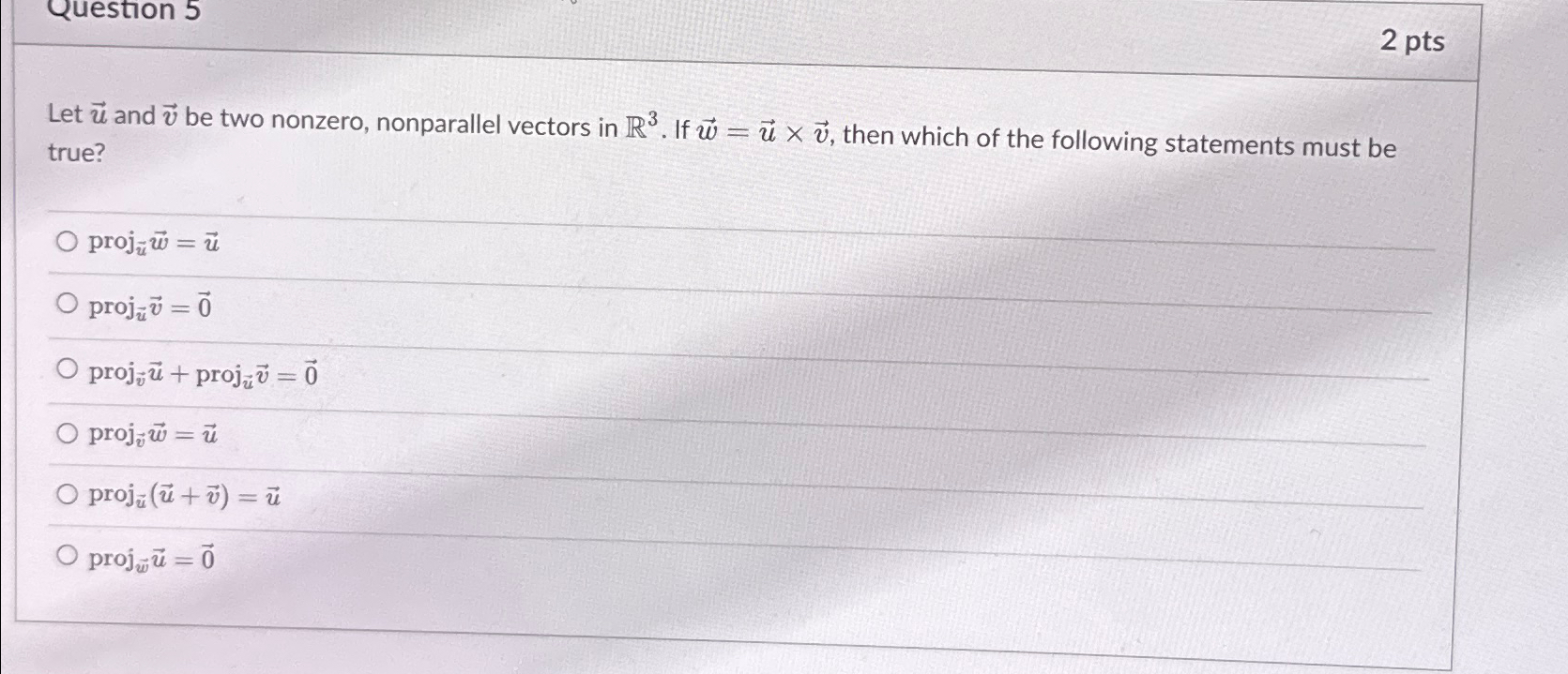 Solved Question 52 ﻿ptsLet vec(u) ﻿and vec(v) ﻿be two | Chegg.com