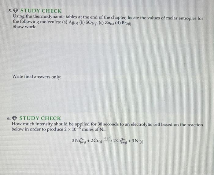 Solved 5. ↑ STUDY CHECK Using the thermodynamic tables at | Chegg.com
