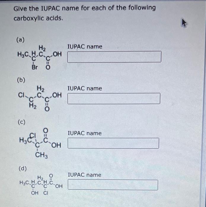 Solved GIve the IUPAC name for each of the following | Chegg.com