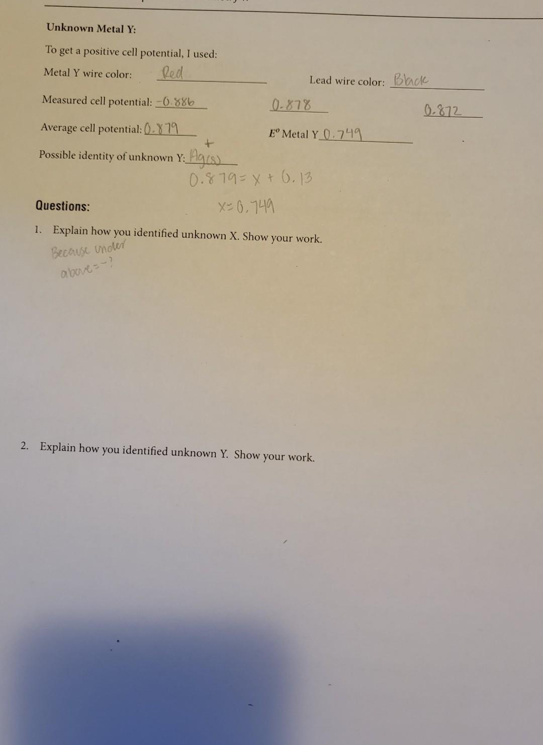 Part I. (Red) copper: Cuthode (redo Note color of | Chegg.com