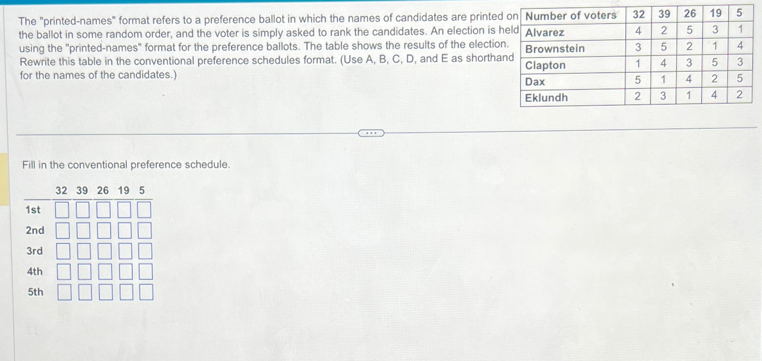 Solved The "printed-names" format refers to a preference | Chegg.com