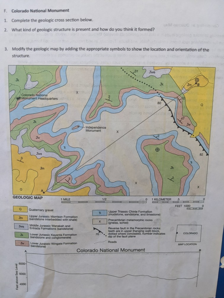 Solved F. Colorado National Monument 1. Complete the | Chegg.com