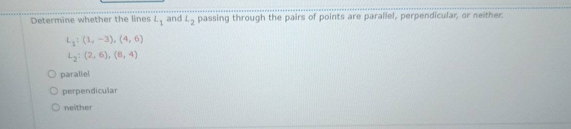 Solved Determine whether the lines L1 ﻿and L2 ﻿passing | Chegg.com