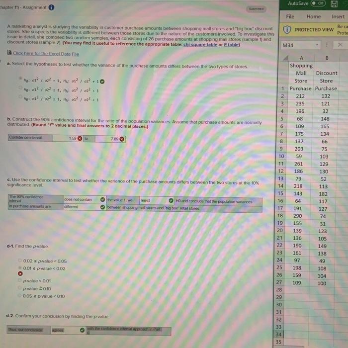 Solved AutoSave Chapter 11) - Assignment File Home Insert | Chegg.com