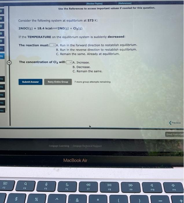 Solved Consider the following system at equilibrium at 573 K | Chegg.com