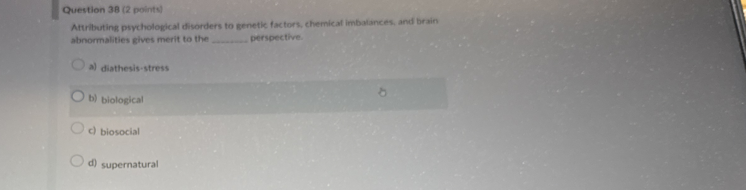 Solved Question 38 (2 ﻿points)Attributing psychological | Chegg.com