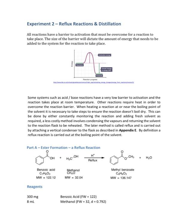 Solved Experiment 2 - Reflux Reactions & Distillation All | Chegg.com
