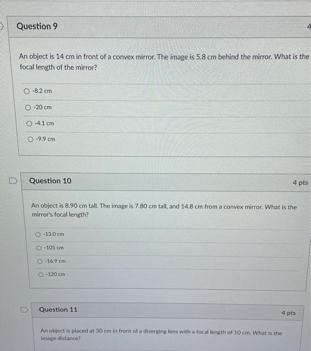Solved Question 9 An object is 14 cm in front of a convex | Chegg.com