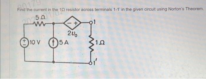 Solved Find the current in the 1Ω resistor across terminals | Chegg.com