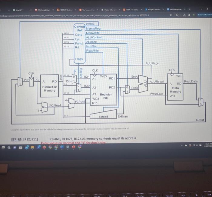 Solved STR R5,[R12,π11]R5=0×C,R11=75,R12=14, memory contents | Chegg.com