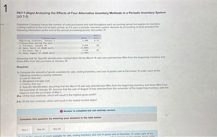 Solved PA7-1 (Algo) Analyzing the Effects of Four | Chegg.com
