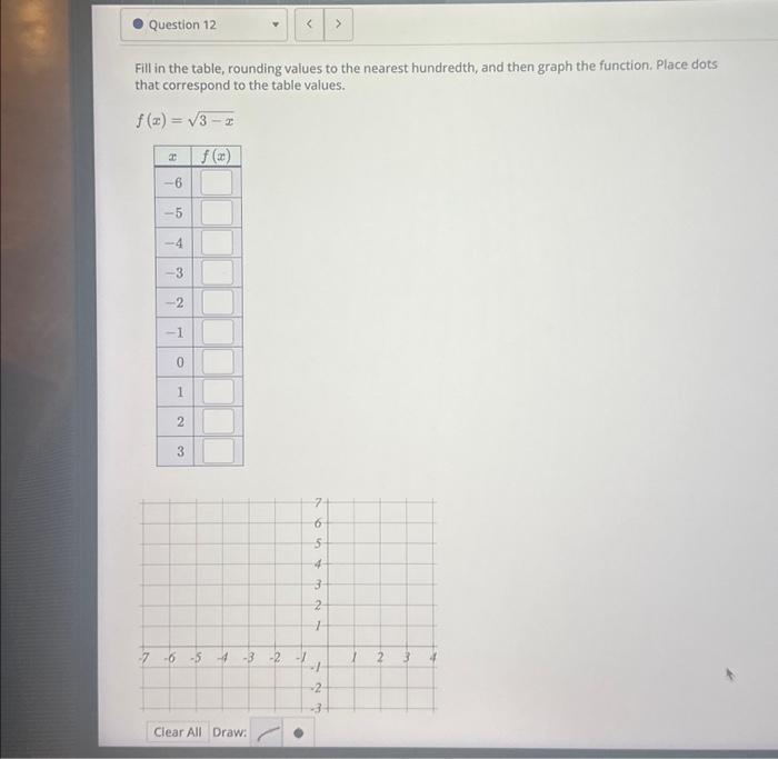 Solved Question 12 Fill in the table, rounding values to the | Chegg.com