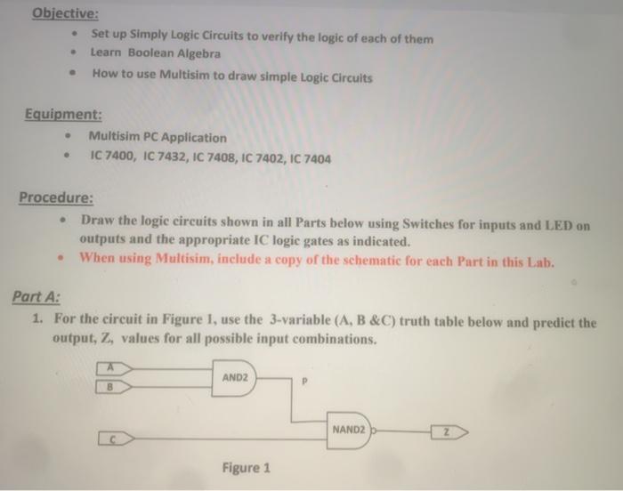 Solved Objective: Set up Simply Logic Circuits to verify the | Chegg.com