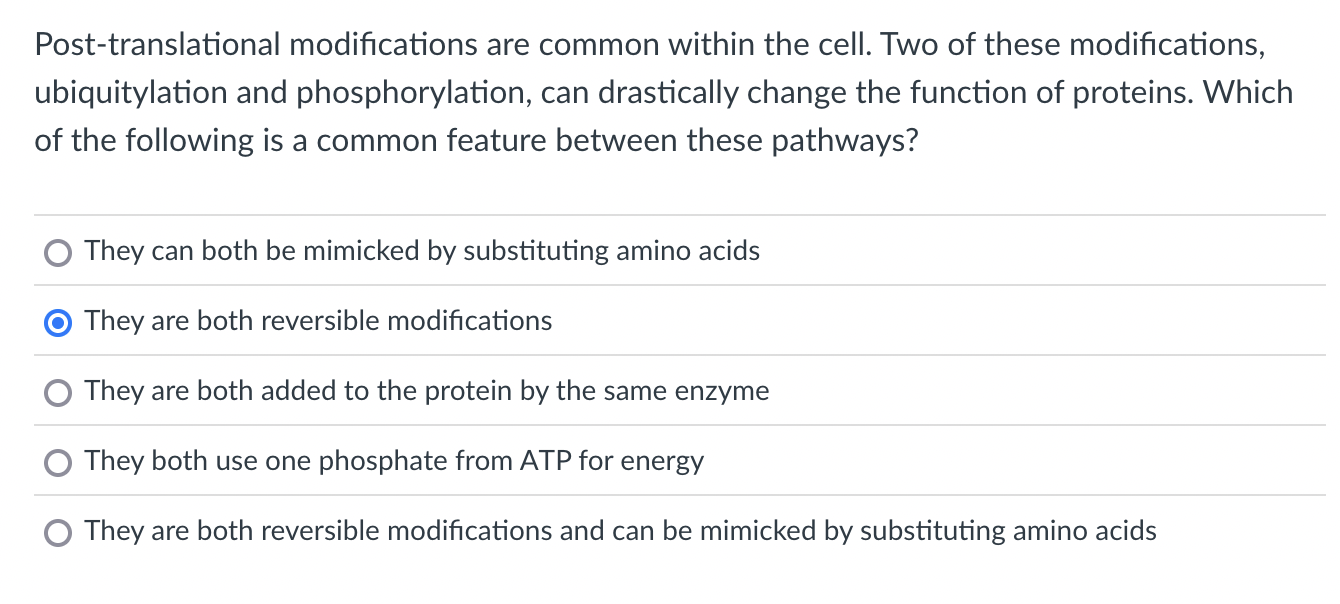 Solved Post-translational modifications are common within | Chegg.com