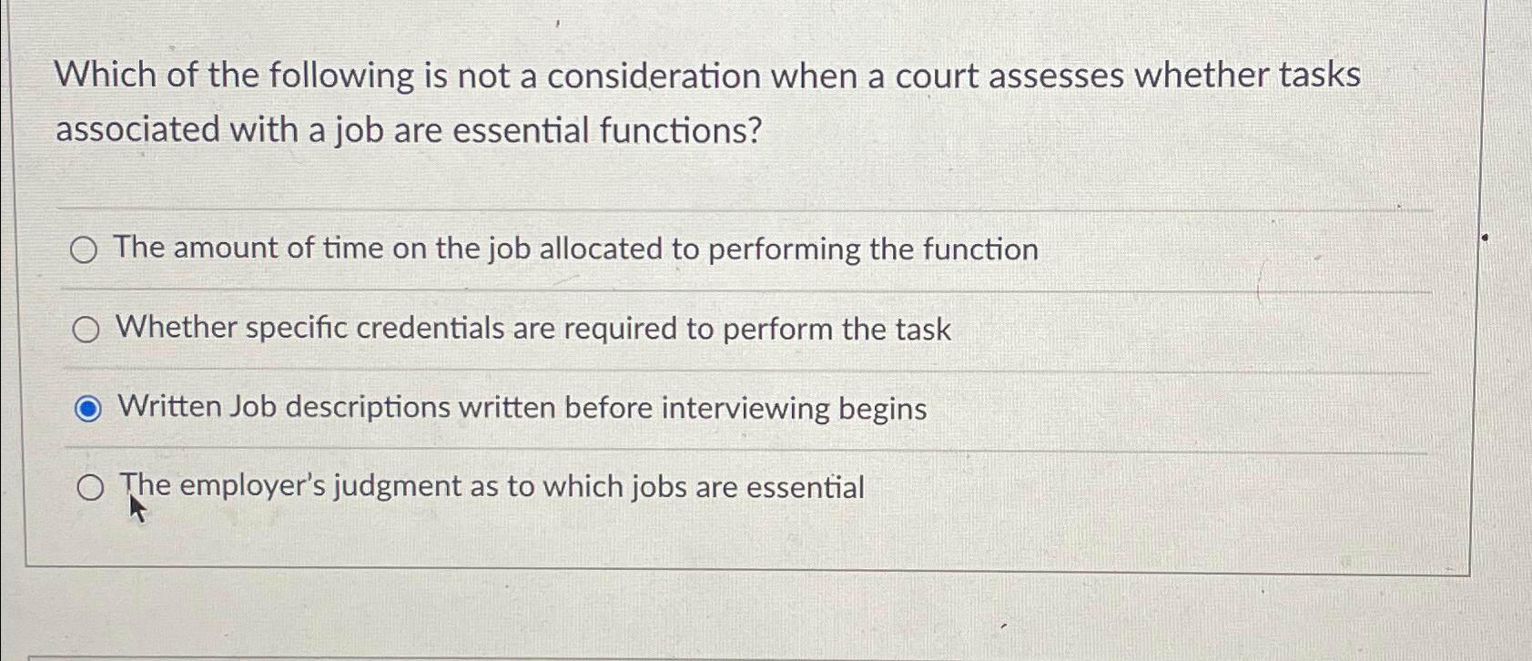 Solved Which of the following is not a consideration when a | Chegg.com