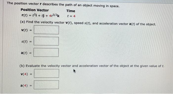Solved The position vector r describes the path of an object | Chegg.com