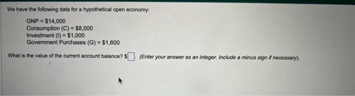 Solved We have the following data for a hypothetical open | Chegg.com