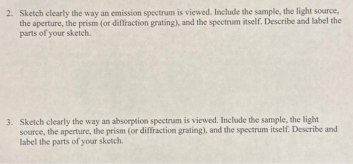 Solved 2. Sketch clearly the way an emission spectrum is | Chegg.com