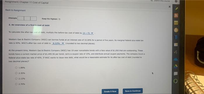 Solved Assignment: Chapter 11 Cost of Capital course X Back | Chegg.com
