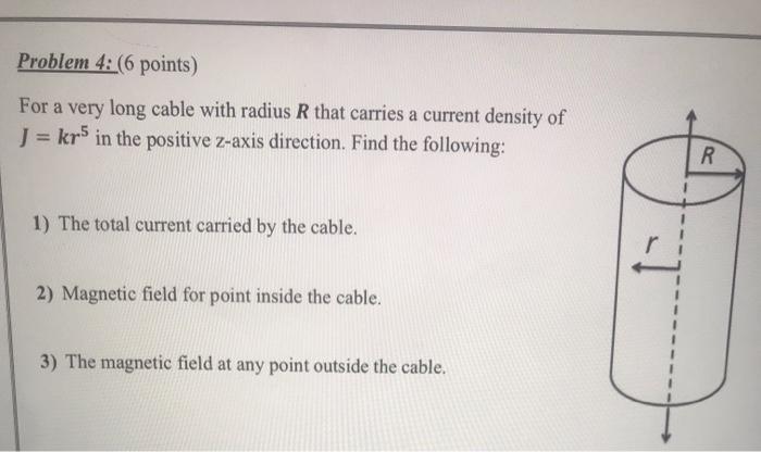 Solved Problem 4: (6 points) For a very long cable with | Chegg.com