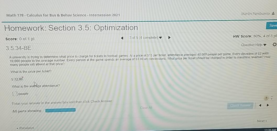 Solved Math 178 - Calculus for Bus & Behav Science - | Chegg.com