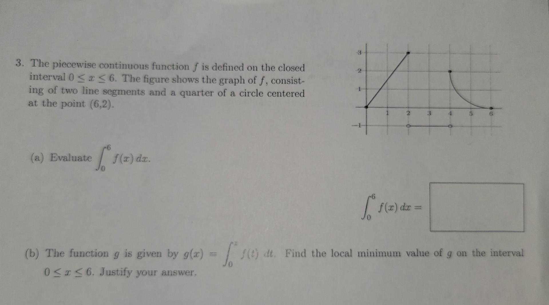 Solved 3 2 3. The piecewise continuous function f is defined | Chegg.com