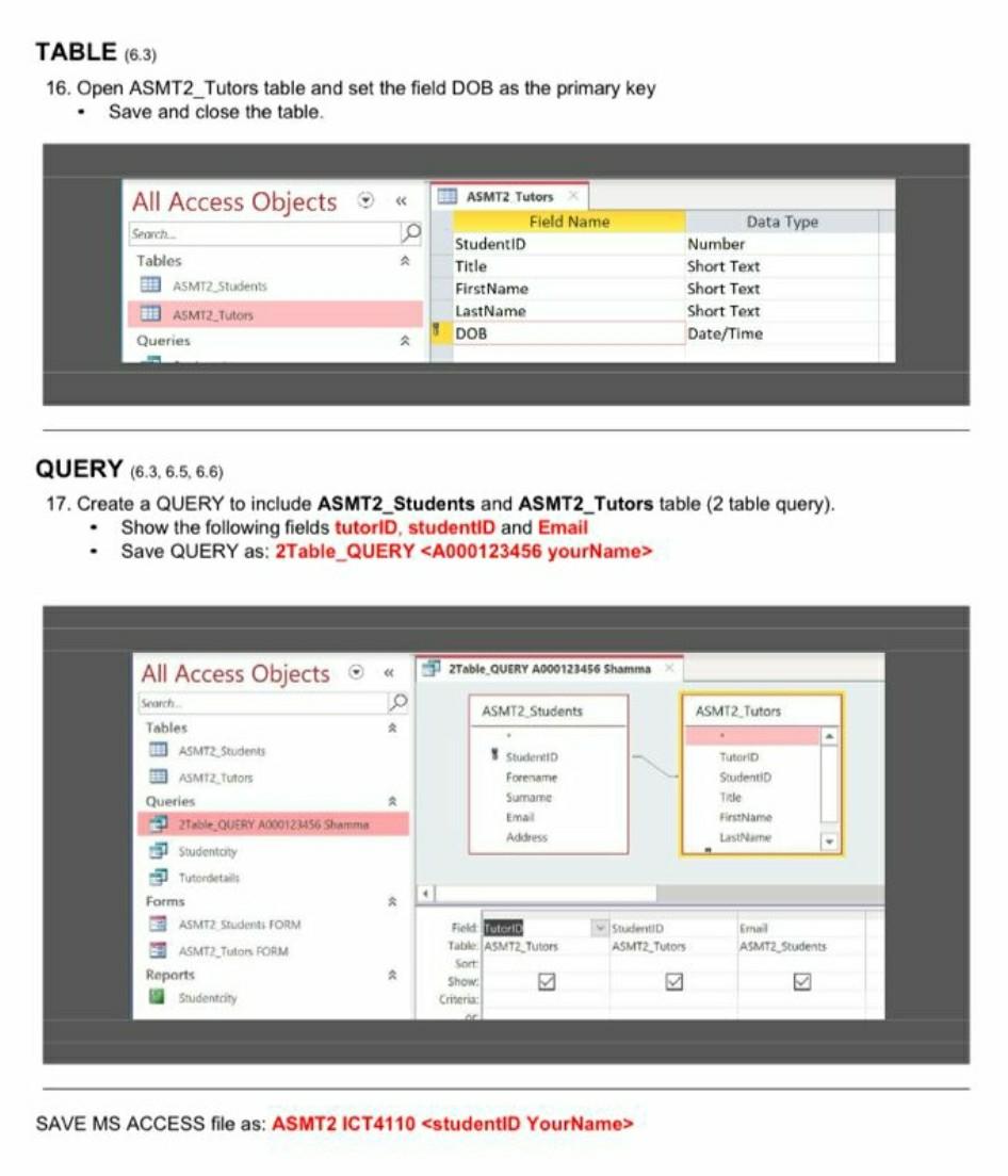 Solved MS access example project, with complete screenshots | Chegg.com